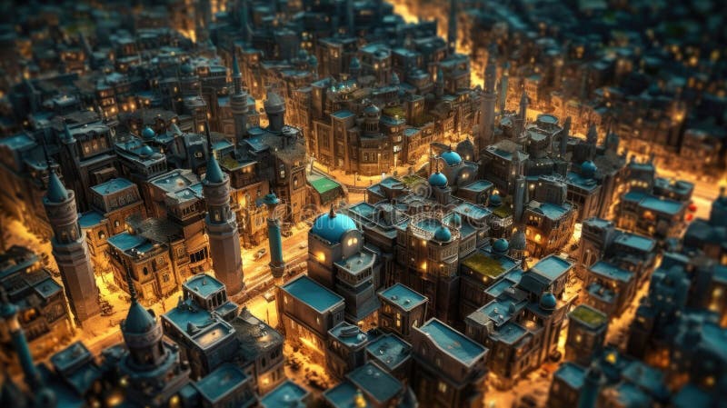 City from Birds Eye View. Generative AI Stock Illustration ...