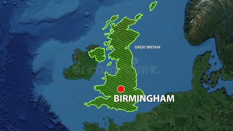 Birmingham Extruded. England. Stereographic Administrative Map Stock ...