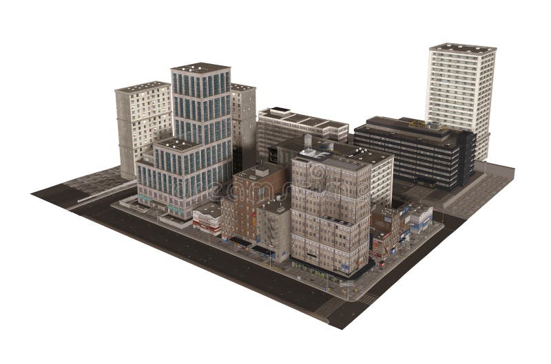 City Block Streets Transport Buildings Flat 3d Isometric Vector Stock ...