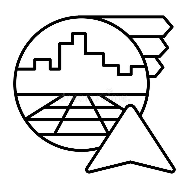 City and Bookmarks with Navigation Cursor Thin Line Icon, Neural Dataset Concept. Vector ...