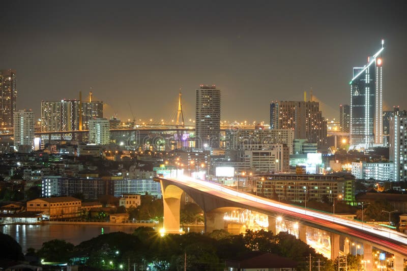 City in the bright night stock image. Image of road, motercycle - 58849309