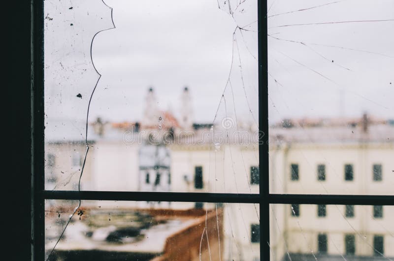 City from Broken Window stock image. Image of abandoned - 116325271