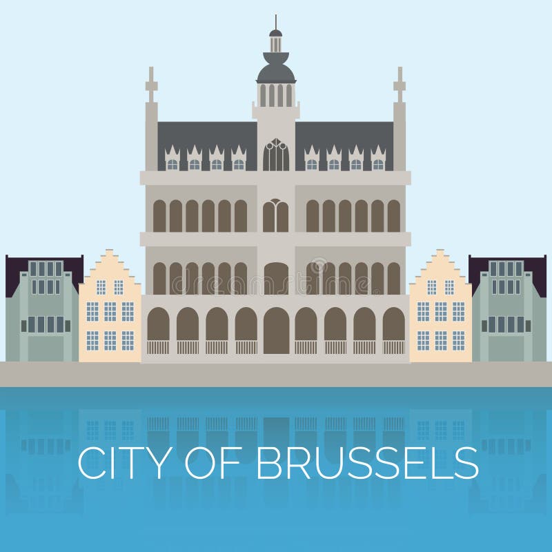 City Of Brussels, Belgium Architecture Line Skyline Illustration ...