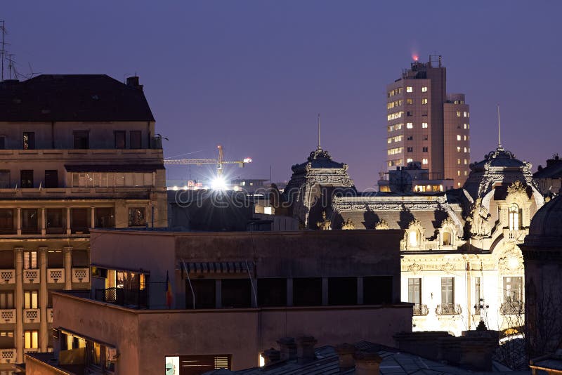 City of Bucharest at night editorial stock image. Image of tower - 82708344