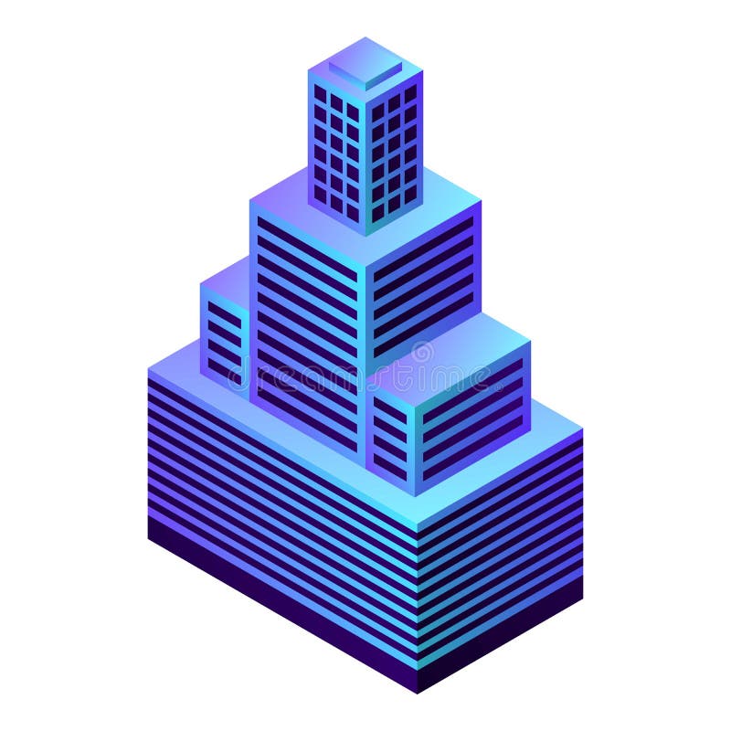 City Building Icon, Isometric Style Stock Vector - Illustration of ...