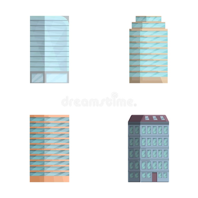 City Building Icons Set Cartoon Vector. Building of Different Shape and ...