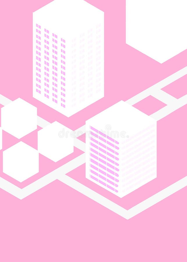 City Building Illustration Pink Color Town City Stock Illustration ...