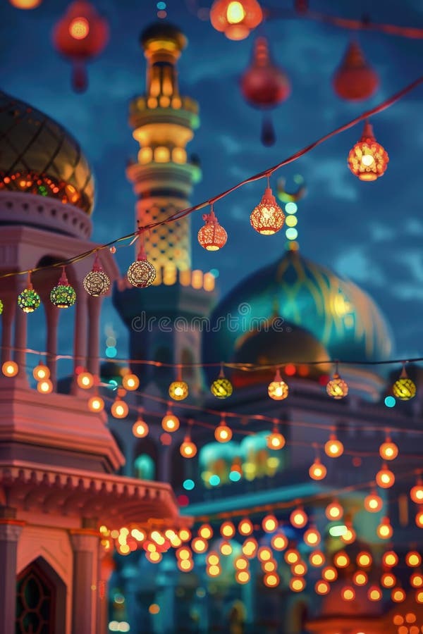 City Building with Lights and Clock Tower Stock Photo - Image of night ...