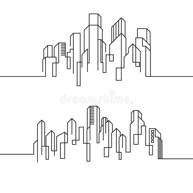 City Building Line Art Vector Illustration Template Stock Vector ...