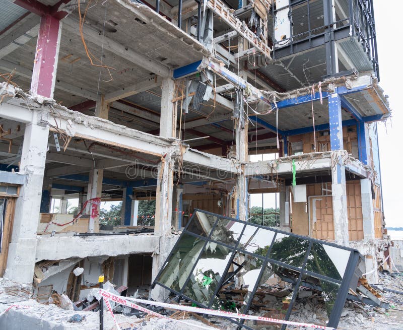 City Building in Planned Process of Demolition Stock Photo - Image of ...