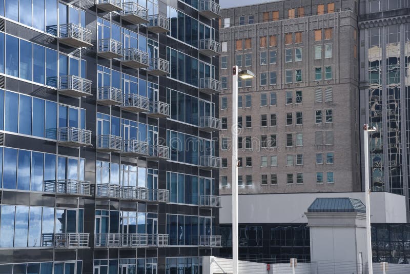 City Windows Reflect Beautiful Sky and Clouds Stock Image - Image of ...