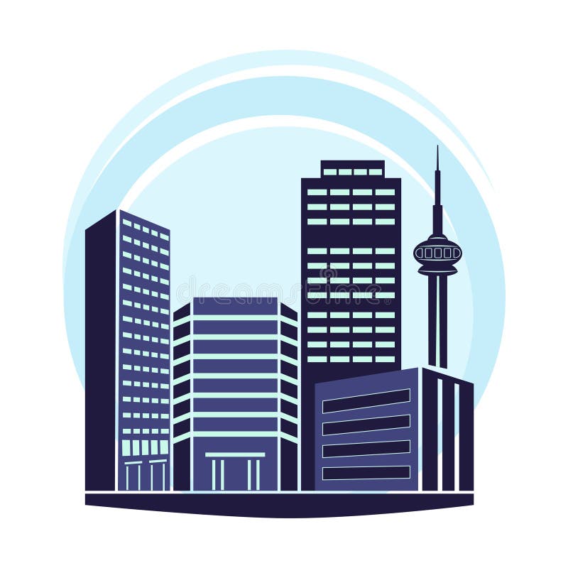 City Buildings Icon, Abstract City Skyline Isolated on White Background ...