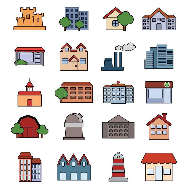City buildings, icon stock vector. Illustration of house - 259790235