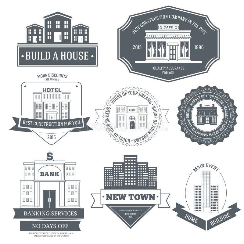 City Buildings Label Template of Emblem Element Stock Vector ...