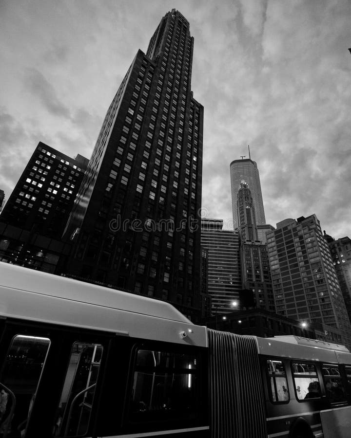 City Bus in Front of Skyscraper Editorial Stock Image - Image of ...