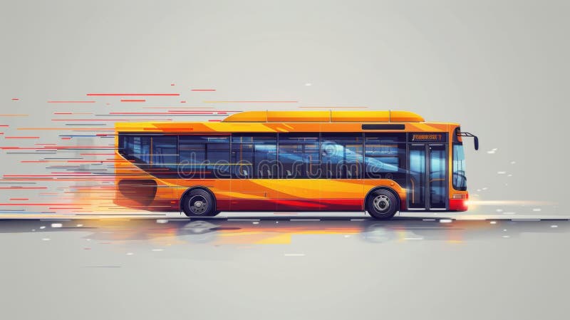 A City Bus is Moving Along the Road. Illustration Stock Illustration ...
