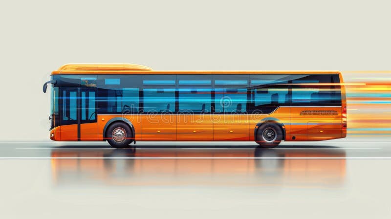A City Bus is Moving Along the Road. Illustration Stock Illustration ...