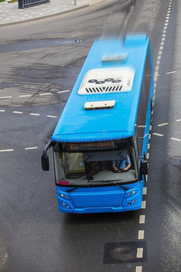 City Bus Moving on the Road Stock Image - Image of road, business ...