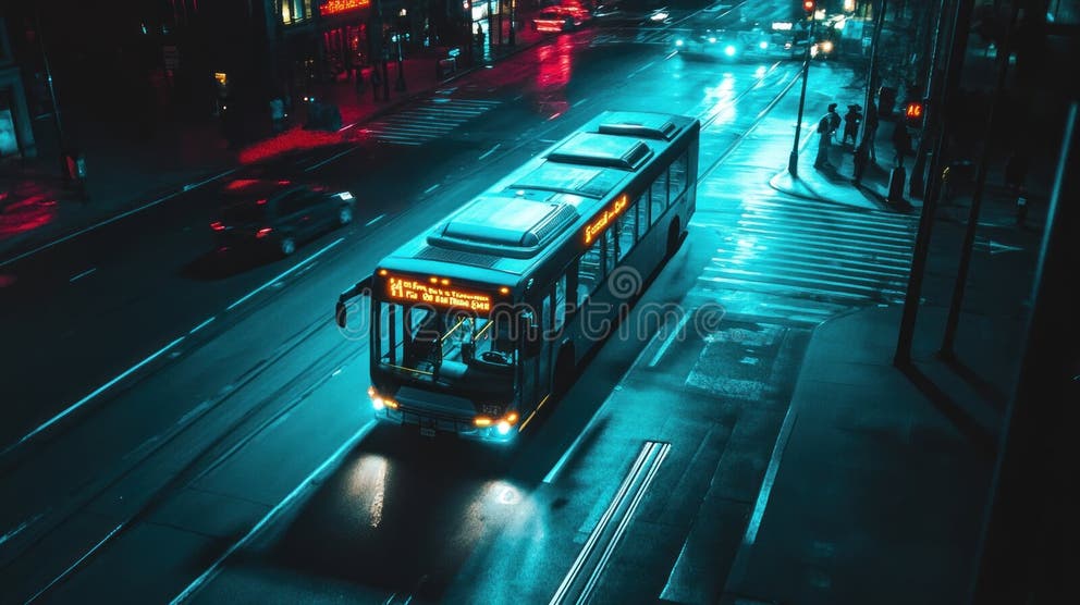 City Bus at Night stock image. Image of night, colors - 383134405