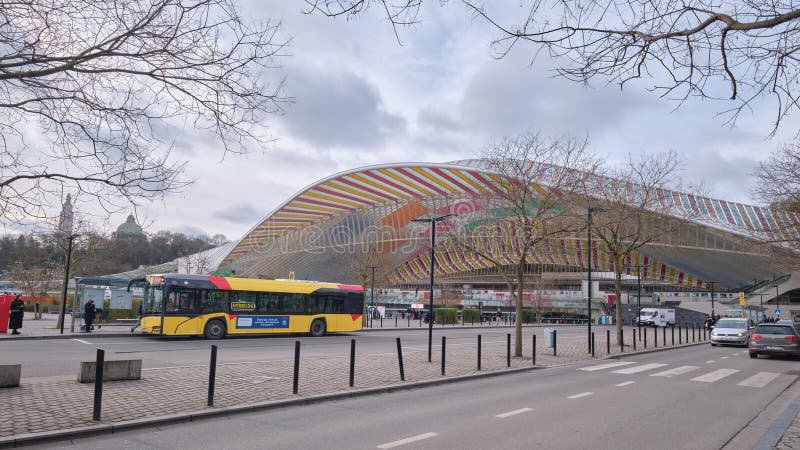 City Bus on a Square in Front of Liege Central Station. Editorial Image ...