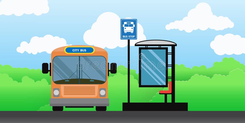 City Bus Stop , City Transportation, Vector Illustration, Bus Station ...