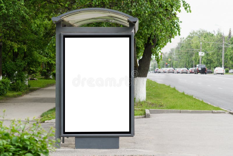 City Bus Stop with White Place for Text. Stock Photo - Image of health ...