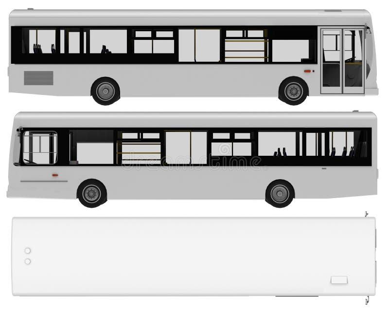 City Bus Template. Passenger Transport. 3d Illustration. Stock ...