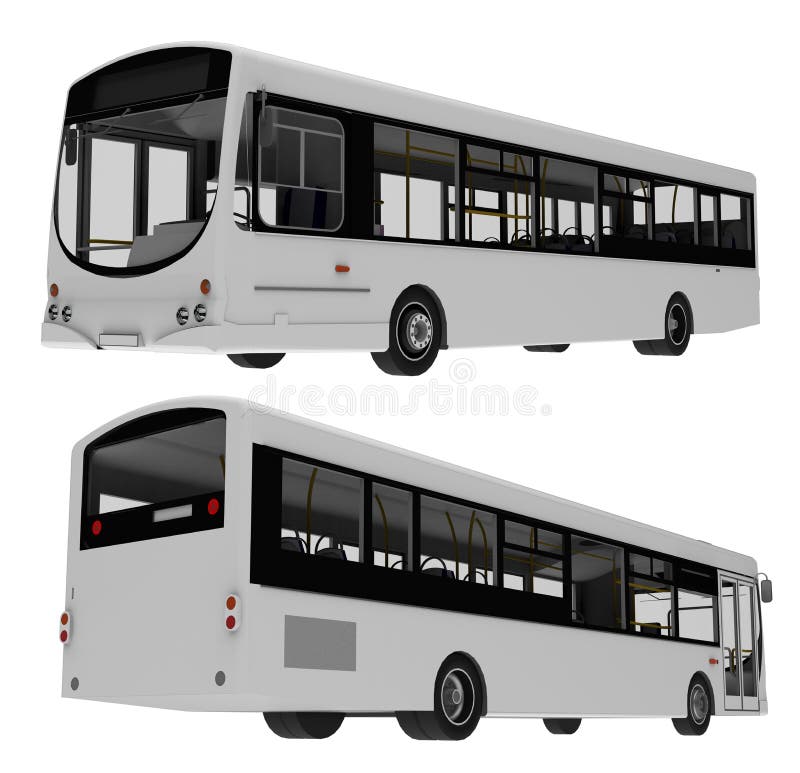 City Bus Template. Passenger Transport. 3d Illustration. Stock ...