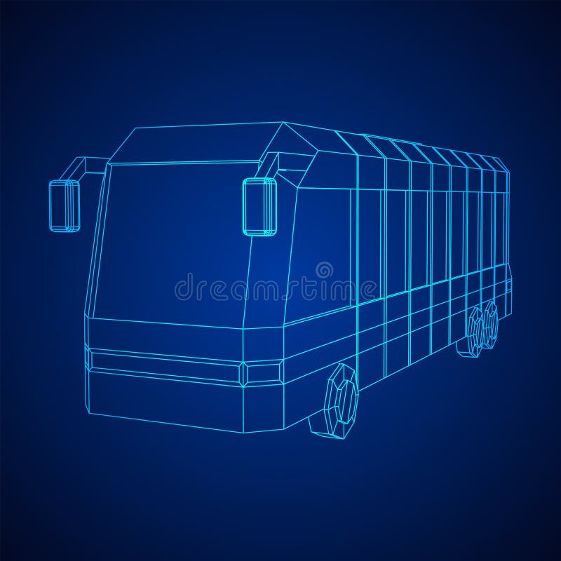 City Bus. Wireframe Low Poly Mesh Vector Stock Vector - Illustration of ...