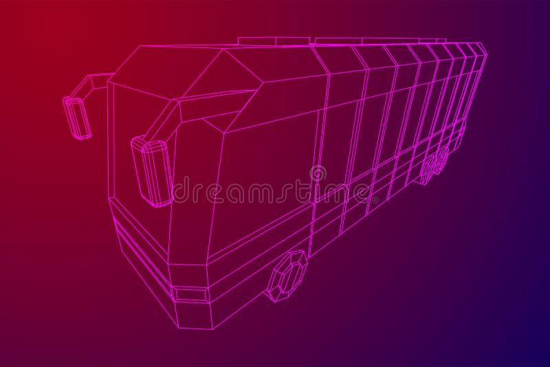 City Bus. Wireframe Low Poly Mesh Vector Stock Vector - Illustration of ...