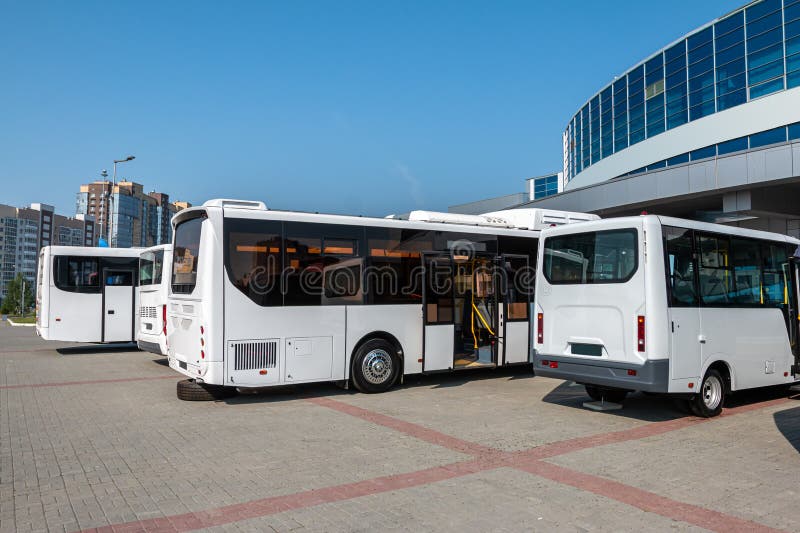 City Buses at the Bus Station on a Clear Day Stock Photo - Image of ...