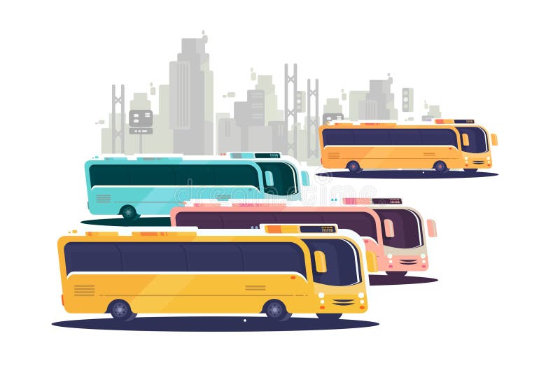 City Buses Fleet stock vector. Illustration of vector - 327582540