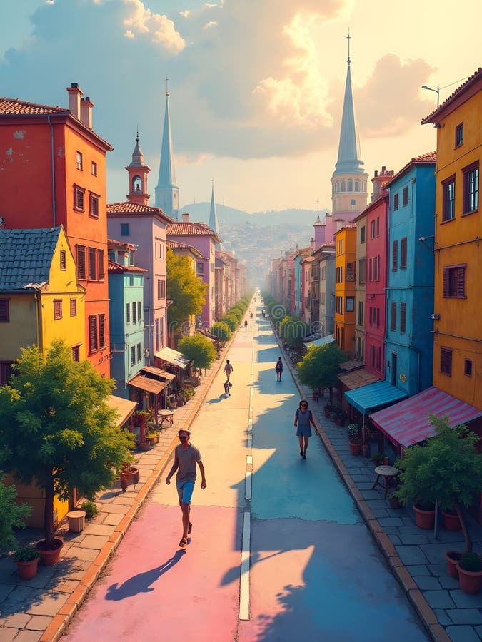 A City Bustling with Activity in Hyper Realistic Tones Stock ...