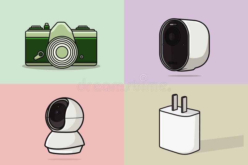 City Cameras Surveillance System Collection Vector Illustration ...