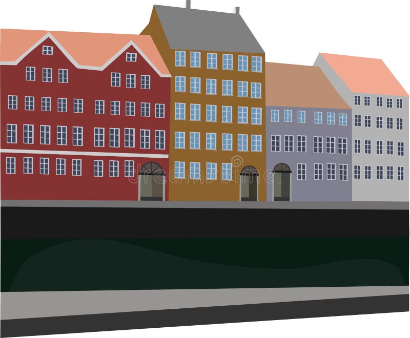 City by the canal stock vector. Illustration of city - 65938970