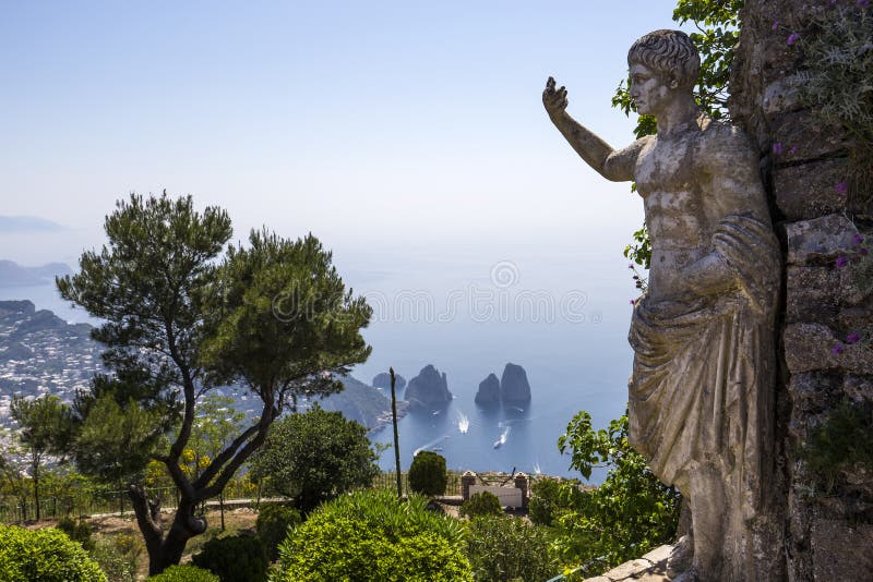 City of Capri, Capri Island, Italy Stock Photo - Image of statue, grass ...
