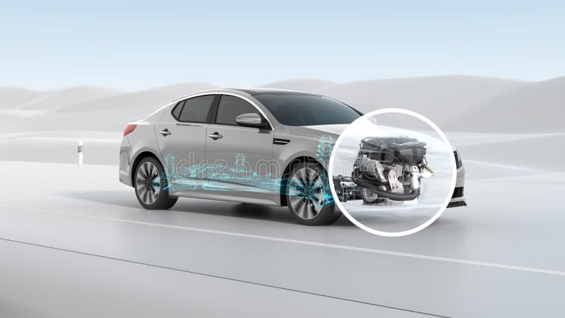 City Car Structure Overview during Driving. 3d Illustration Stock ...