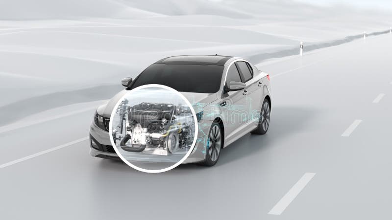 City Car Structure Overview during Driving. 3d Illustration Stock ...