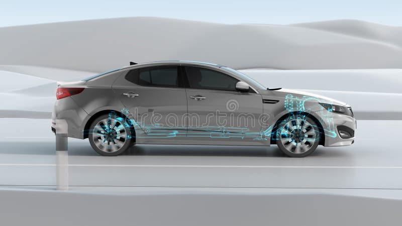 City Car Structure Overview during Driving. 3d Illustration Stock ...