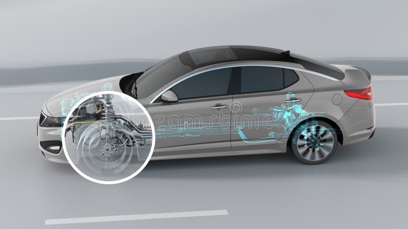 City Car Structure Overview during Driving. 3d Illustration Stock ...