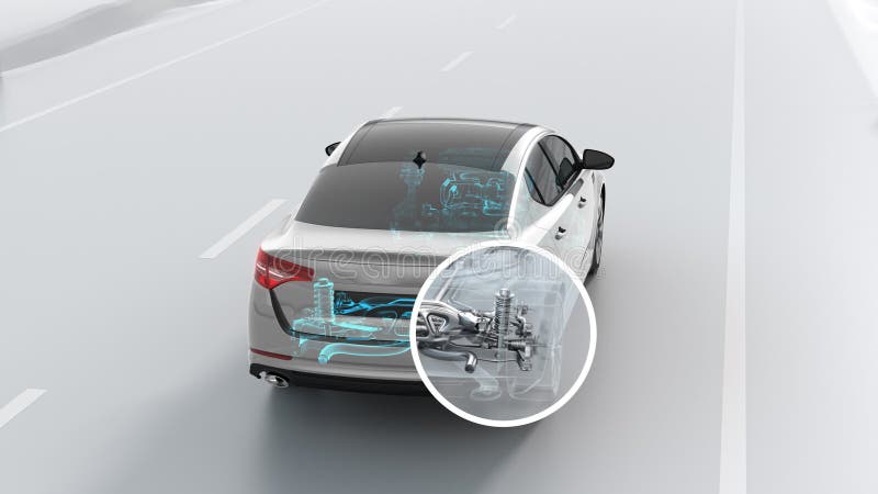 City Car Structure Overview during Driving. 3d Illustration Stock ...