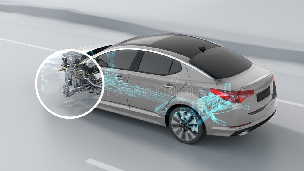 City Car Structure Overview during Driving. 3d Illustration Stock Image ...