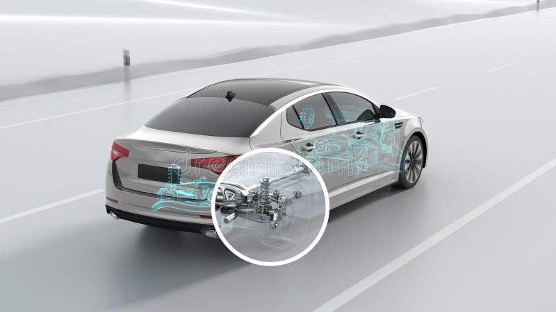 City Car Structure Overview during Driving. 3d Illustration Stock Image ...