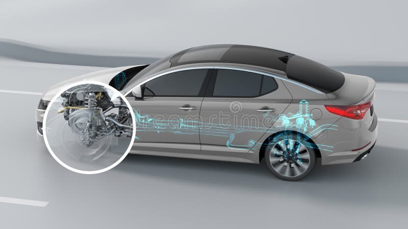 City Car Structure Overview during Driving. 3d Illustration Stock Image ...