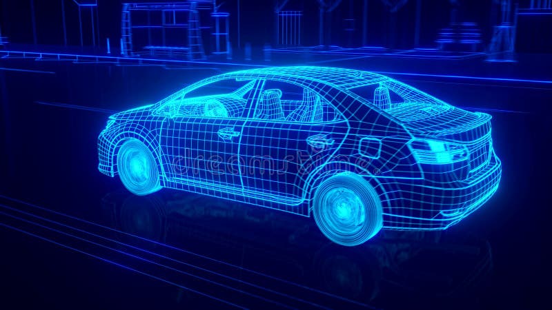 City Car Wireframe View - Conceptual Stock Illustration - Illustration ...