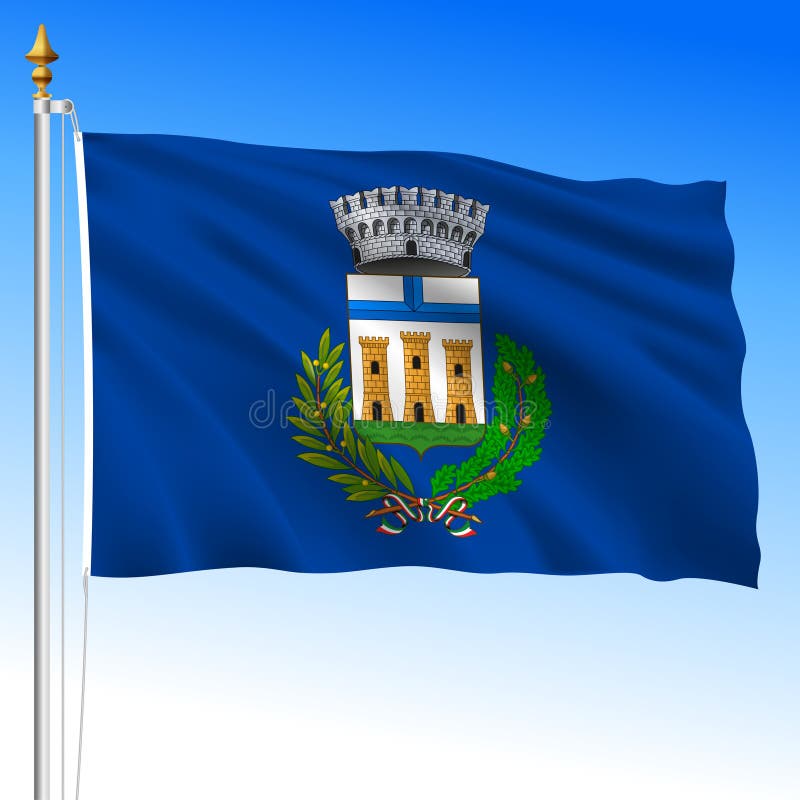 City of Castelvetro Di Modena, Emilia Romagna, Italy, Waving Flag Stock ...