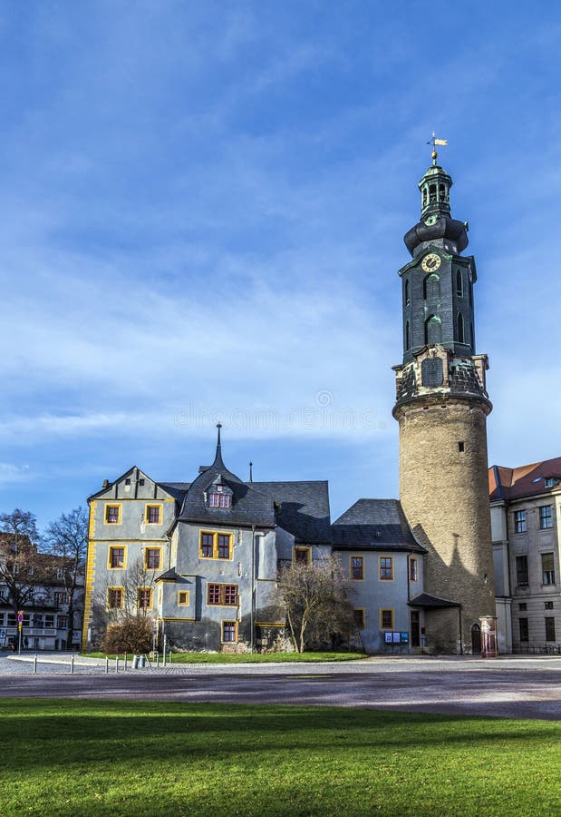 Weimar City Castle with Ilm Park and Old Castle Stock Photo - Image of ...