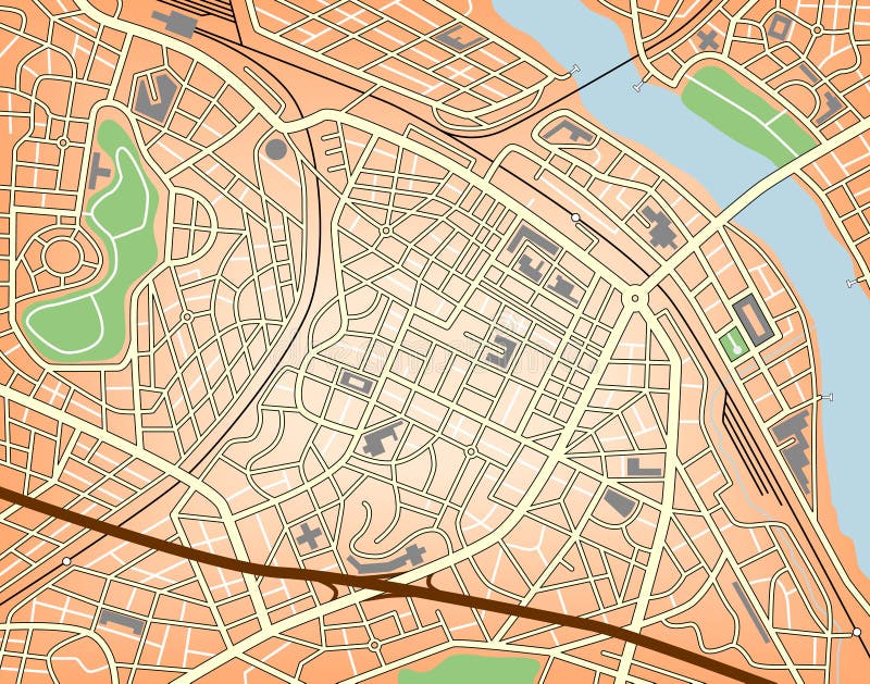 Map of Generic Urban City in Perspective Angle Stock Illustration ...