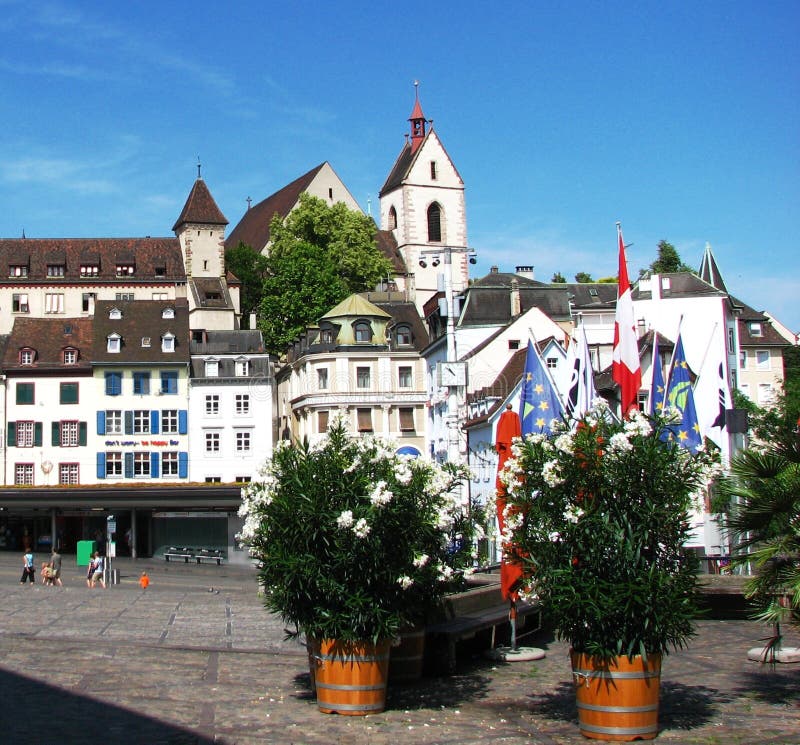 City Center, Basel, Switzerland Editorial Stock Photo - Image of city ...