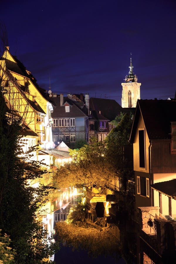 The City Center of Colmar by Night Stock Image - Image of alsace, lauch ...